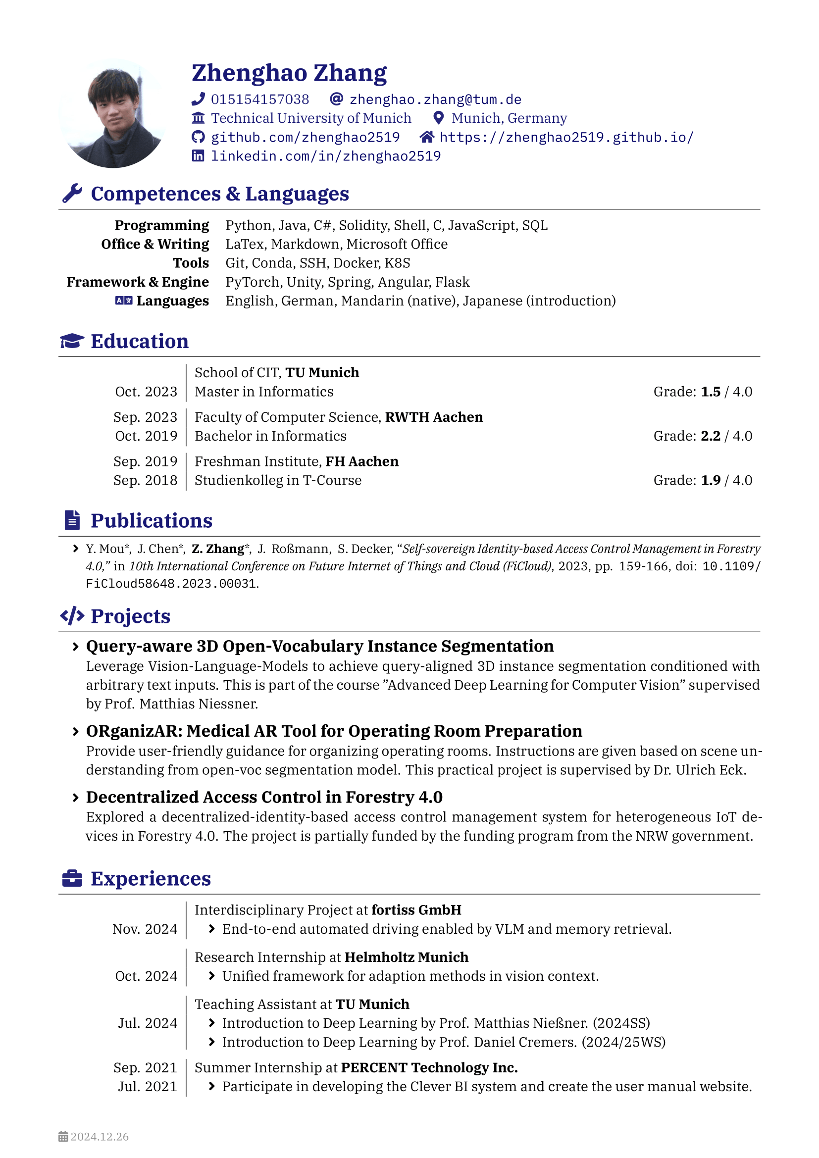 Curriculum Vitae | Zhenghao Zhang
